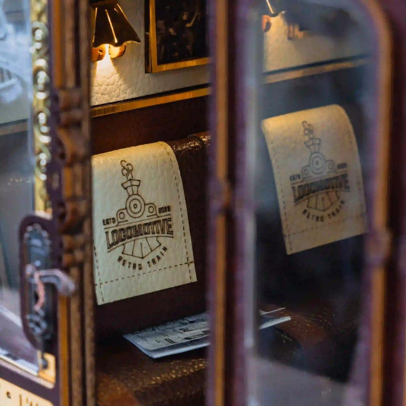 1940s Train Cabin Motion Book Nook, Handmade Rotating Diorama, Lighted Bookshelf Insert, Vintage ...