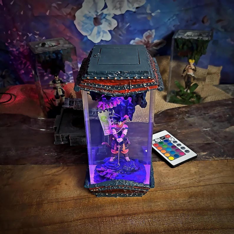 Goku Shogun Resin Lamp, Dragon Ball Z Samurai LED Night Light, Handmade ...