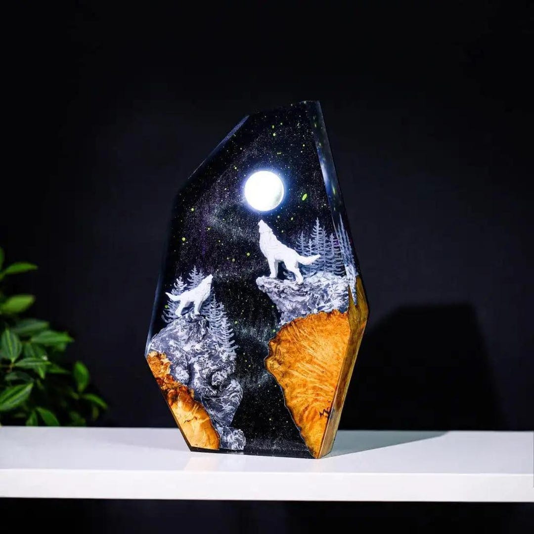 Aurora Borealis Lamp Howling Wolf Northern Lights Lamp Alaska Decor ...
