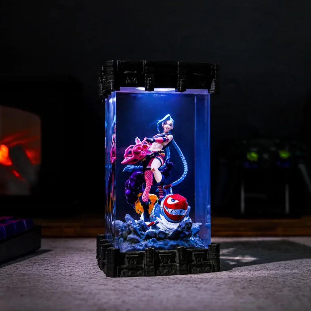 Jinx Arcane Epoxy Resin Wood Lamp, Diorama, Gaming Decor, Gift for Her ...