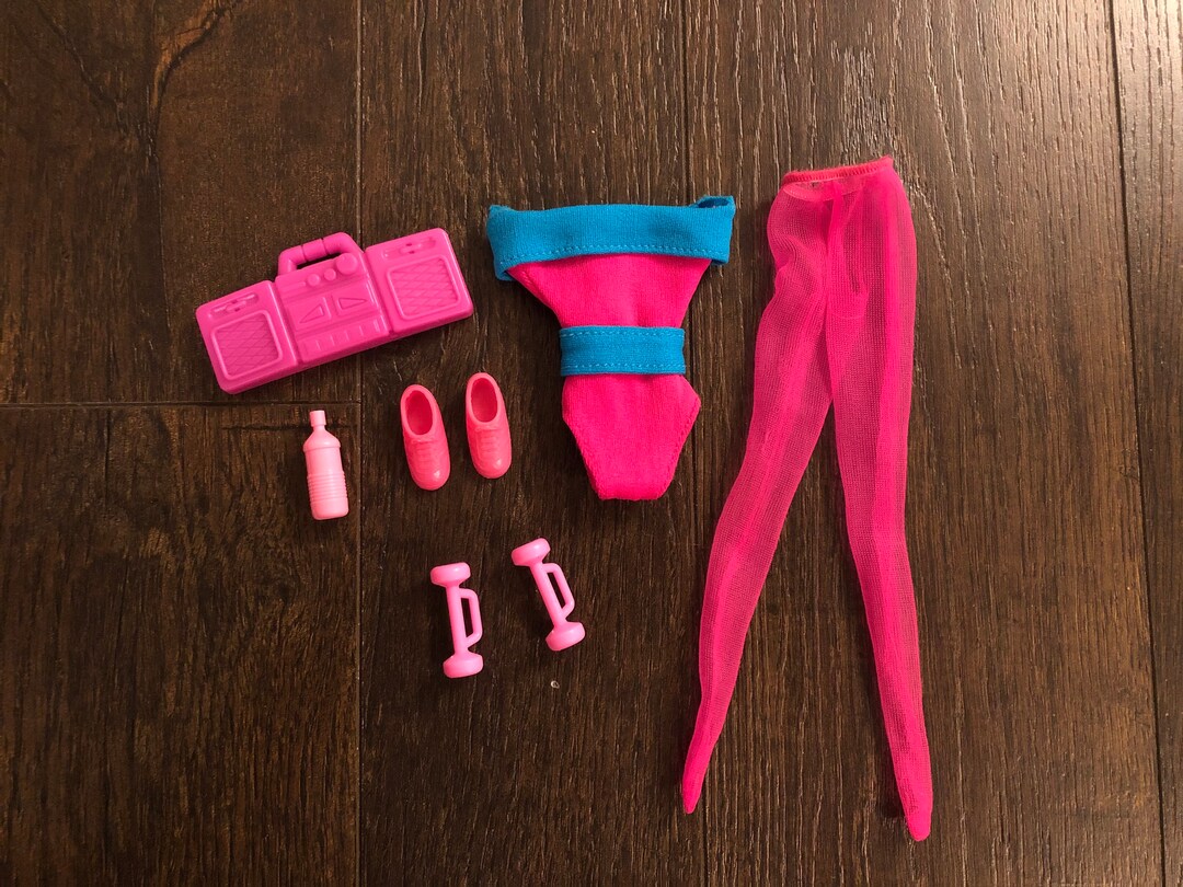 1990s Barbie Exercise Set Includes Aerobics Leotard, Tights, Tennis ...
