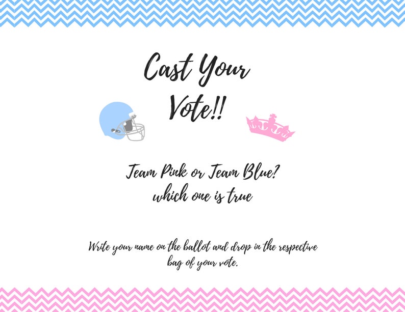 Cast Your Vote Gender Reveal Sign With Bonus Baby Name Game Bundle ...