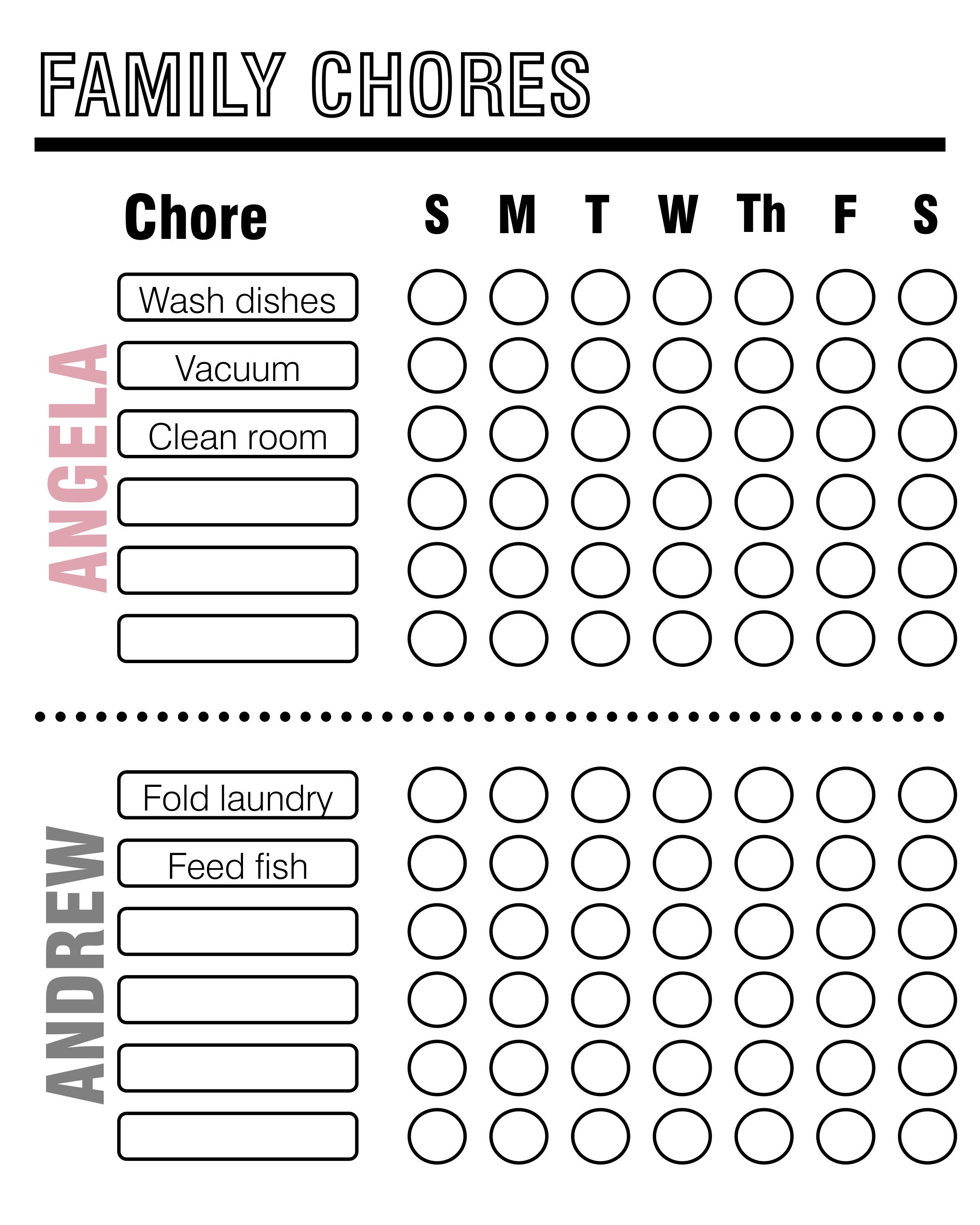 Personalized Chore Chart for Kids Printable Digital Print Out Task ...