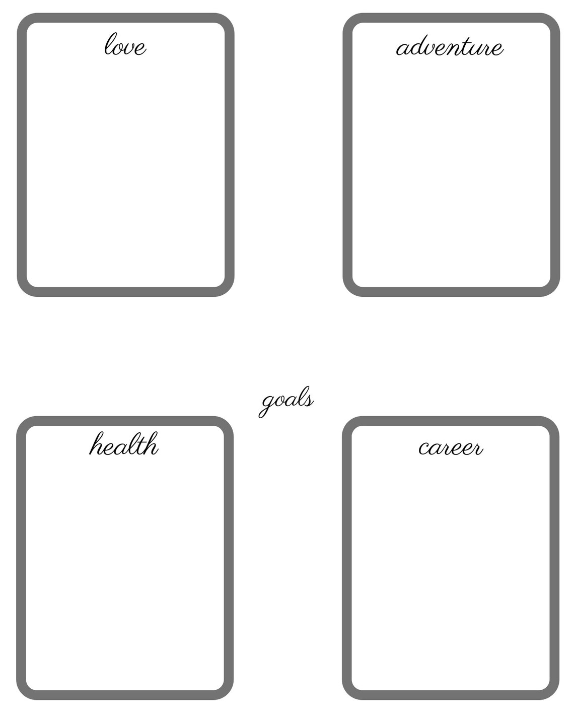 Monthly Goals Chart Printable, Instant Download, Love Adventure Career ...