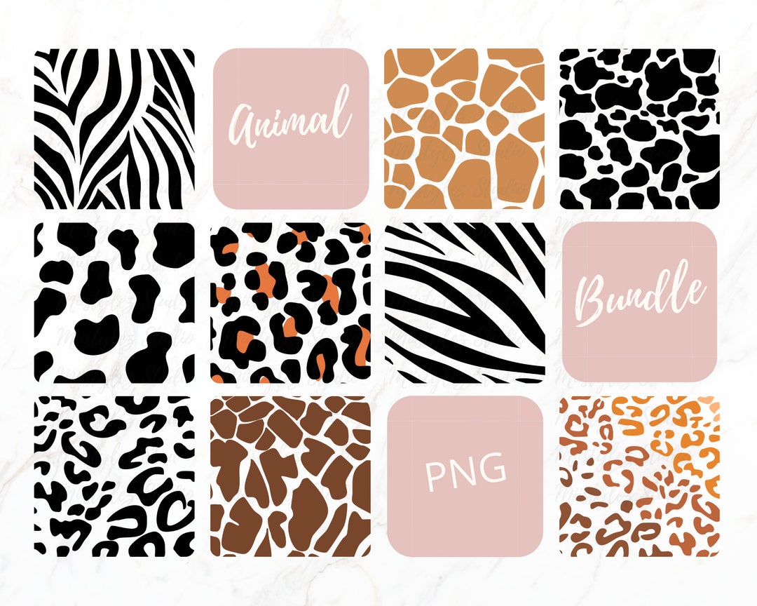 Animal Print Pattern Bundle PNG Leopard Print Png Cow Print Png Giraffe ...