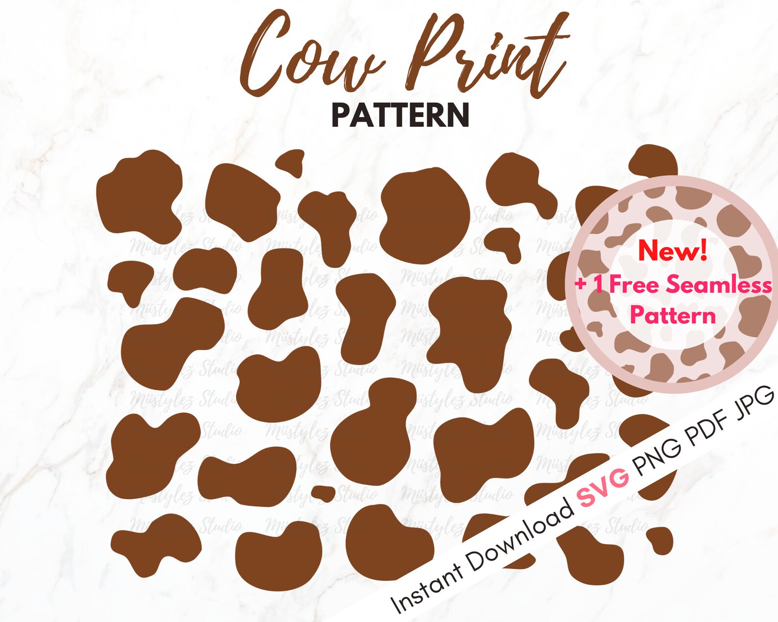 Brown Cow Print Pattern SVG Animal Seamless Print Digital Download File ...