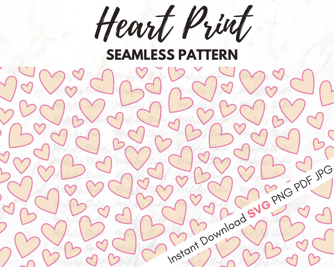 Heart Print Pattern SVG, Seamless Print Digital Download File Svg Png ...