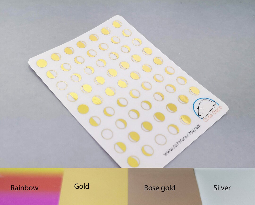 Foiled Moon Phases Stickers Planner Essentials for Full Moon, Waxing ...