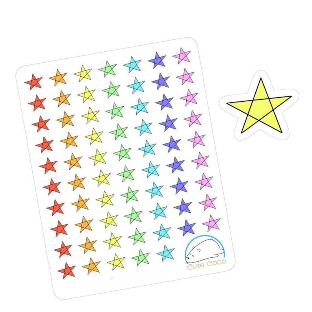Rainbow Star Stickers - Colorful Decals for Crafts, Organizers ...