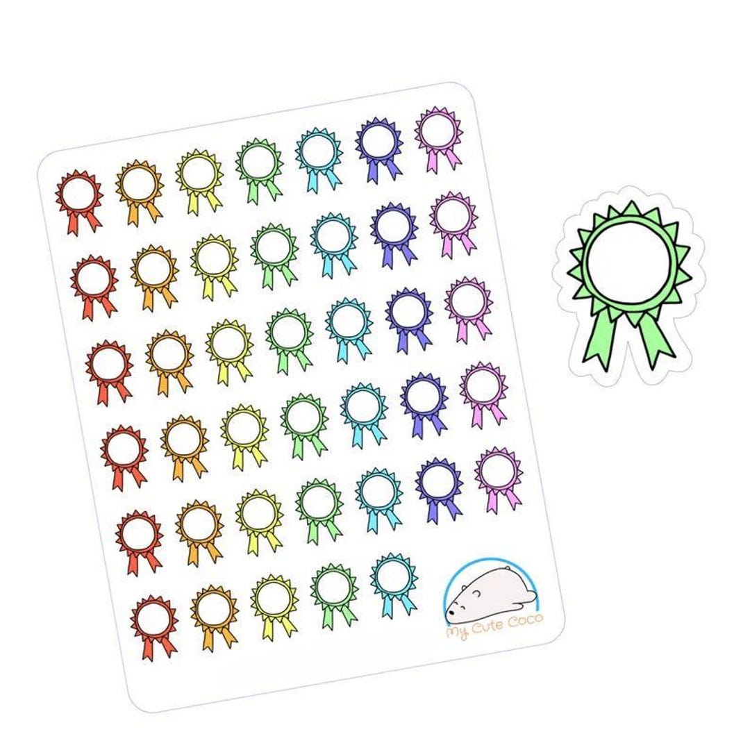 Colorful Medal Stickers: Rainbow Badges for Journals, Planners ...