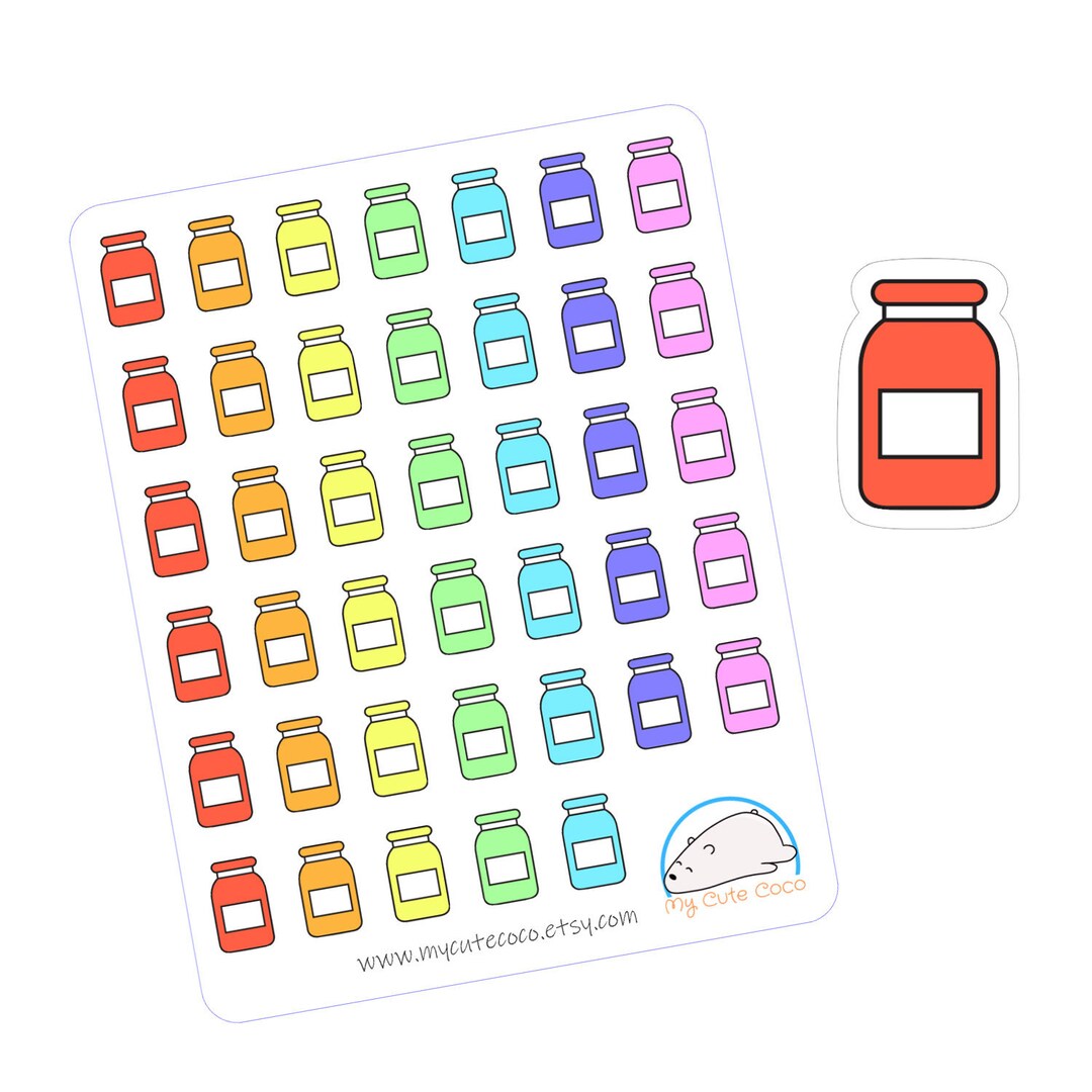 Rainbow Pill Stickers, Sick Day Decals for Journals and Planners, White ...