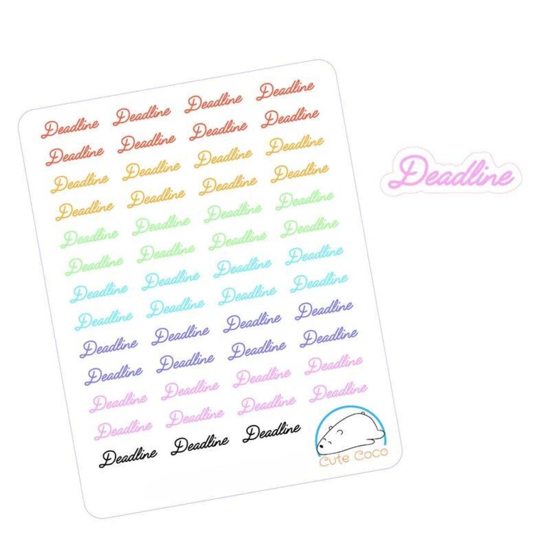 Rainbow Planner Stickers - Deadline Reminders - White Paper or ...