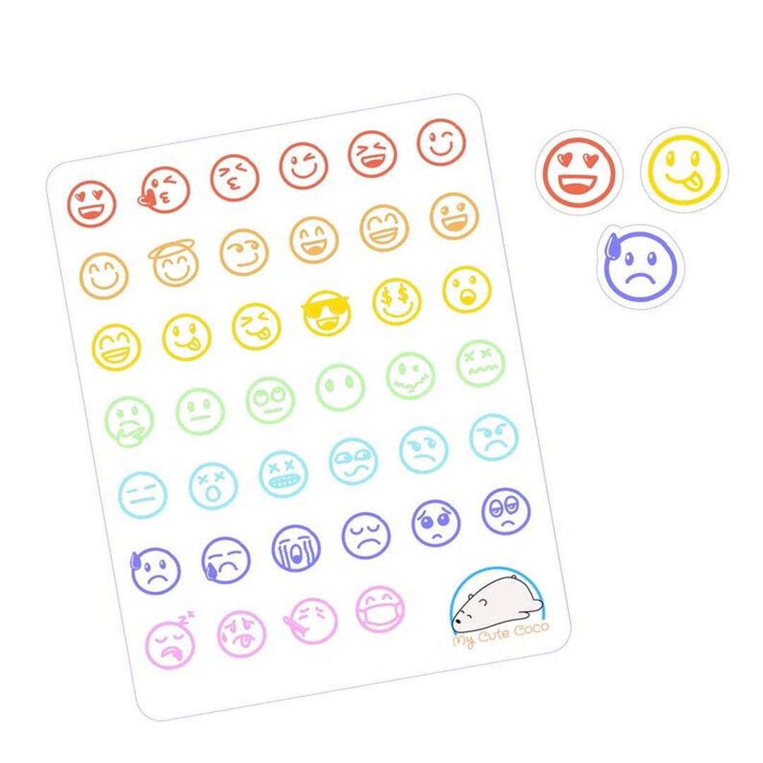 Colorful Emoji Sticker Pack for Journals, Planners, Scrapbooking - Fun ...