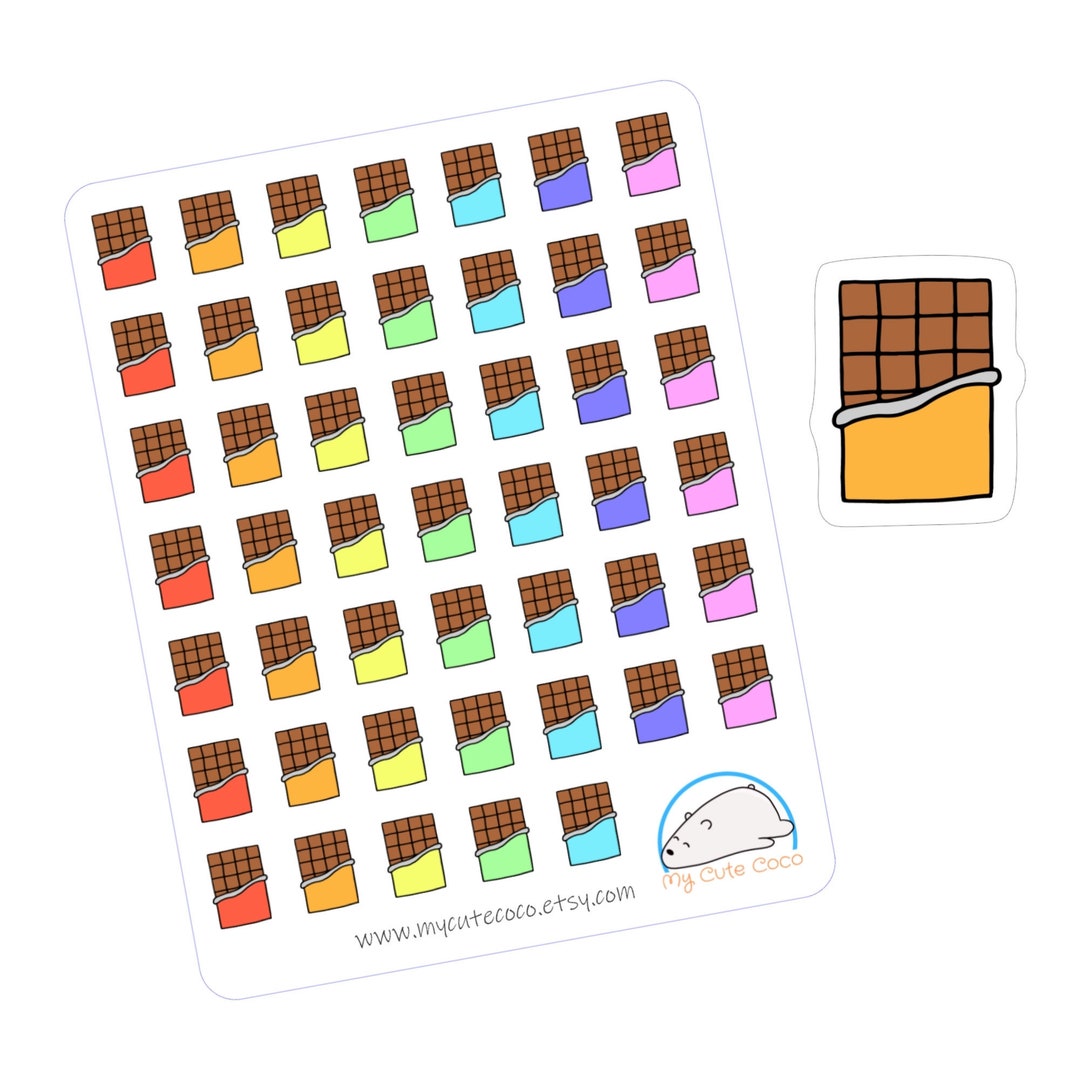 Chocolate Bar Stickers Planner and Journal Decals White Paper or ...
