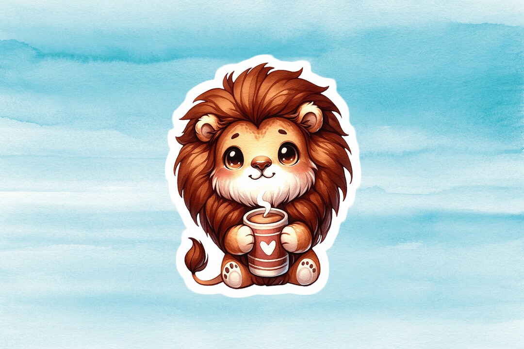 Cute Lion Vinyl Decal: Waterproof Sticker for Laptops, Water Bottles ...