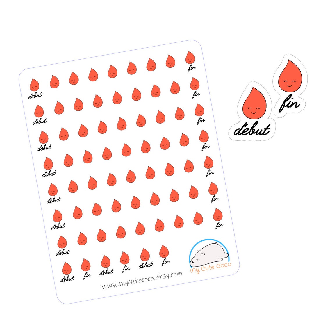 Cute Period Tracker Stickers in French Hand Drawn Small - Etsy