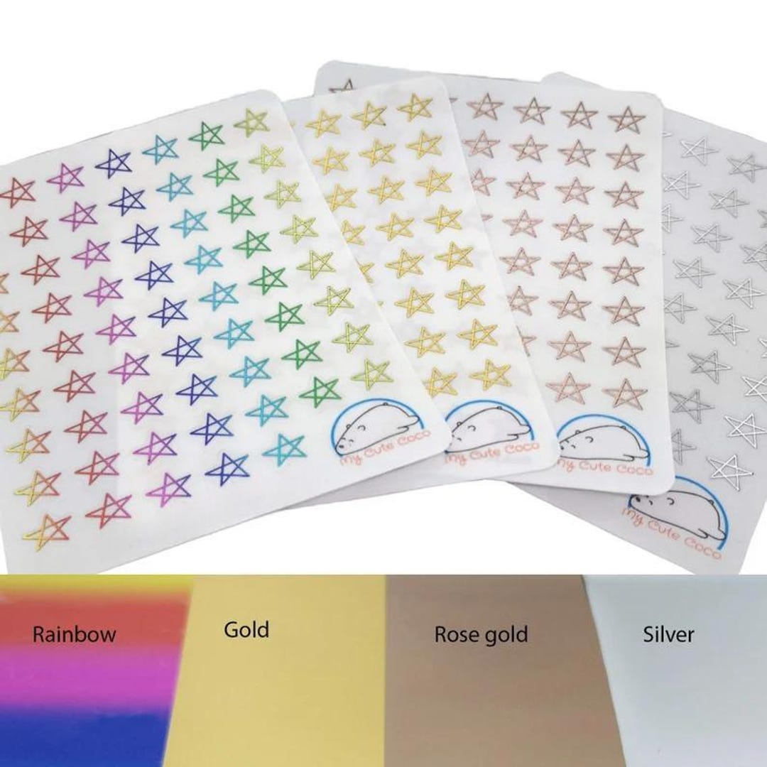 Foiled Star Stickers - Cute Pentagram Decals for Planners, Diaries ...