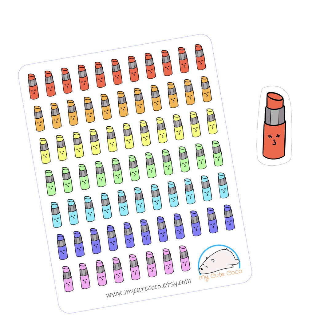 Cute Lipstick Stickers in Rainbow Colors, Perfect for Planners and ...