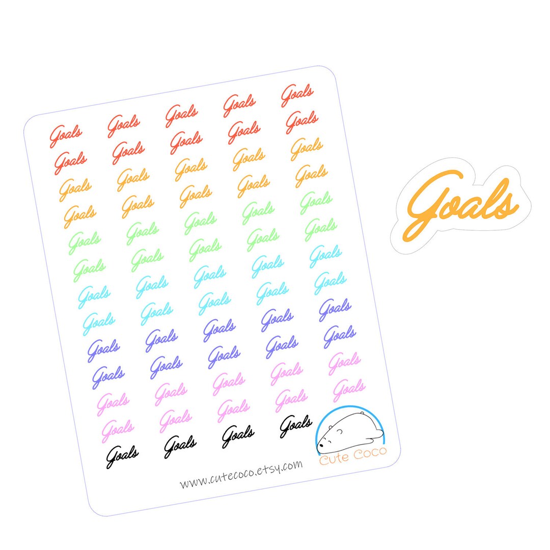 Cute Functional Stickers Goals Script Font Perfect for Planners ...