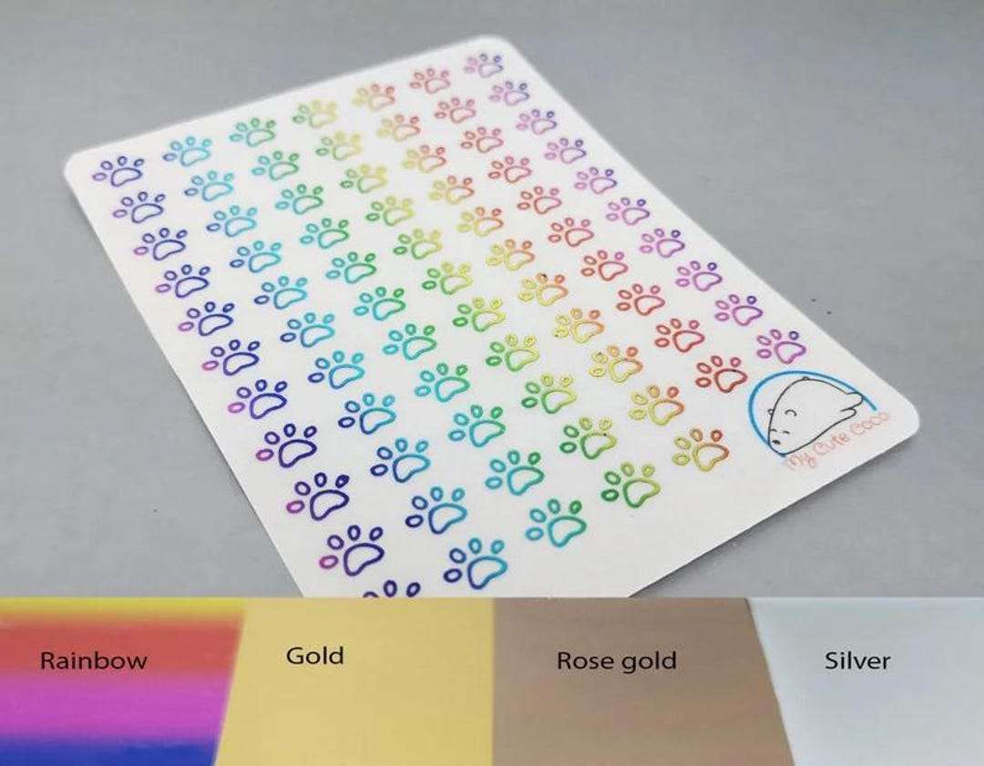 Foiled Animal Paws Stickers - Cute Decals for Planners, Organizers, and ...