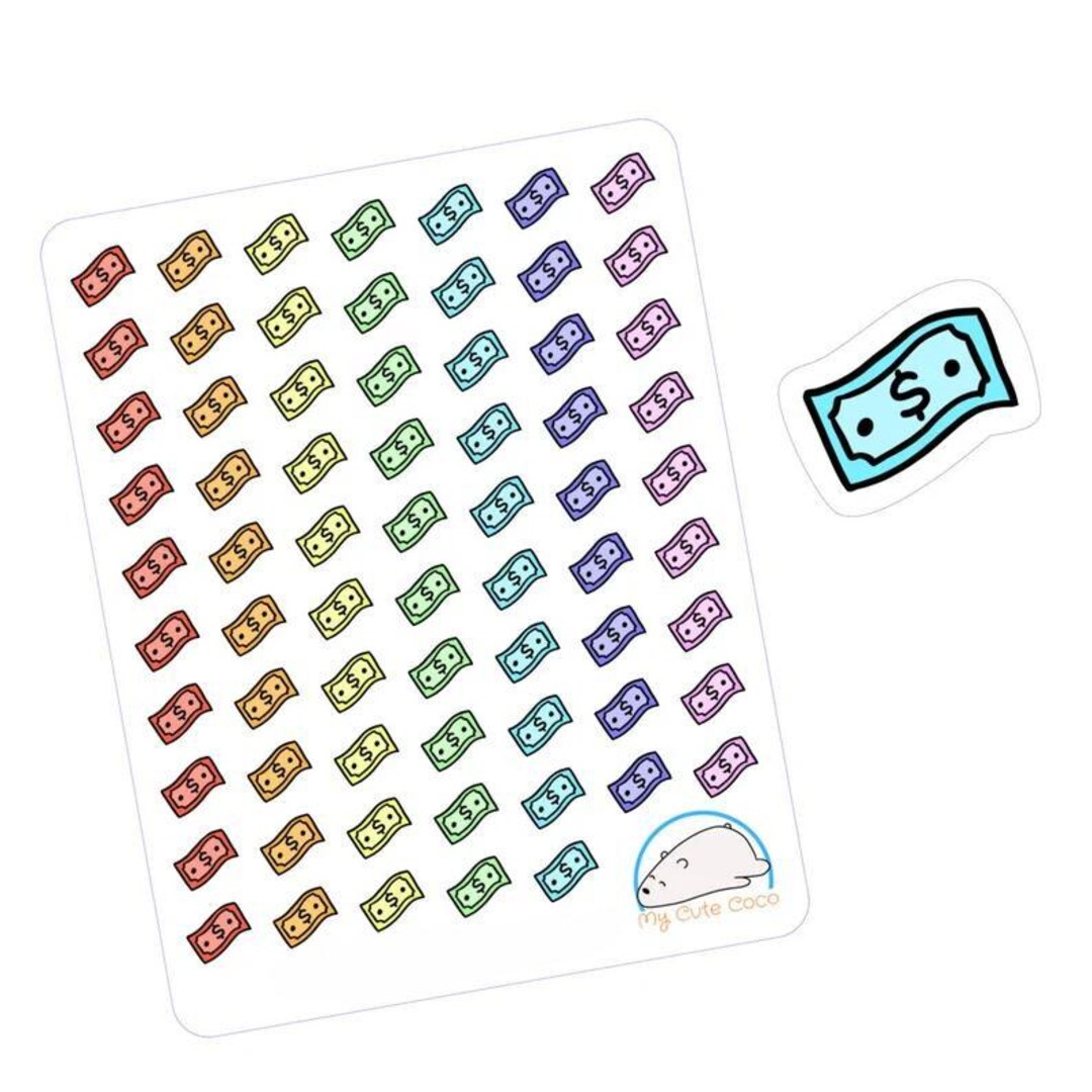 Money Bills Stickers - Functional Currency Craft and Project Decals ...