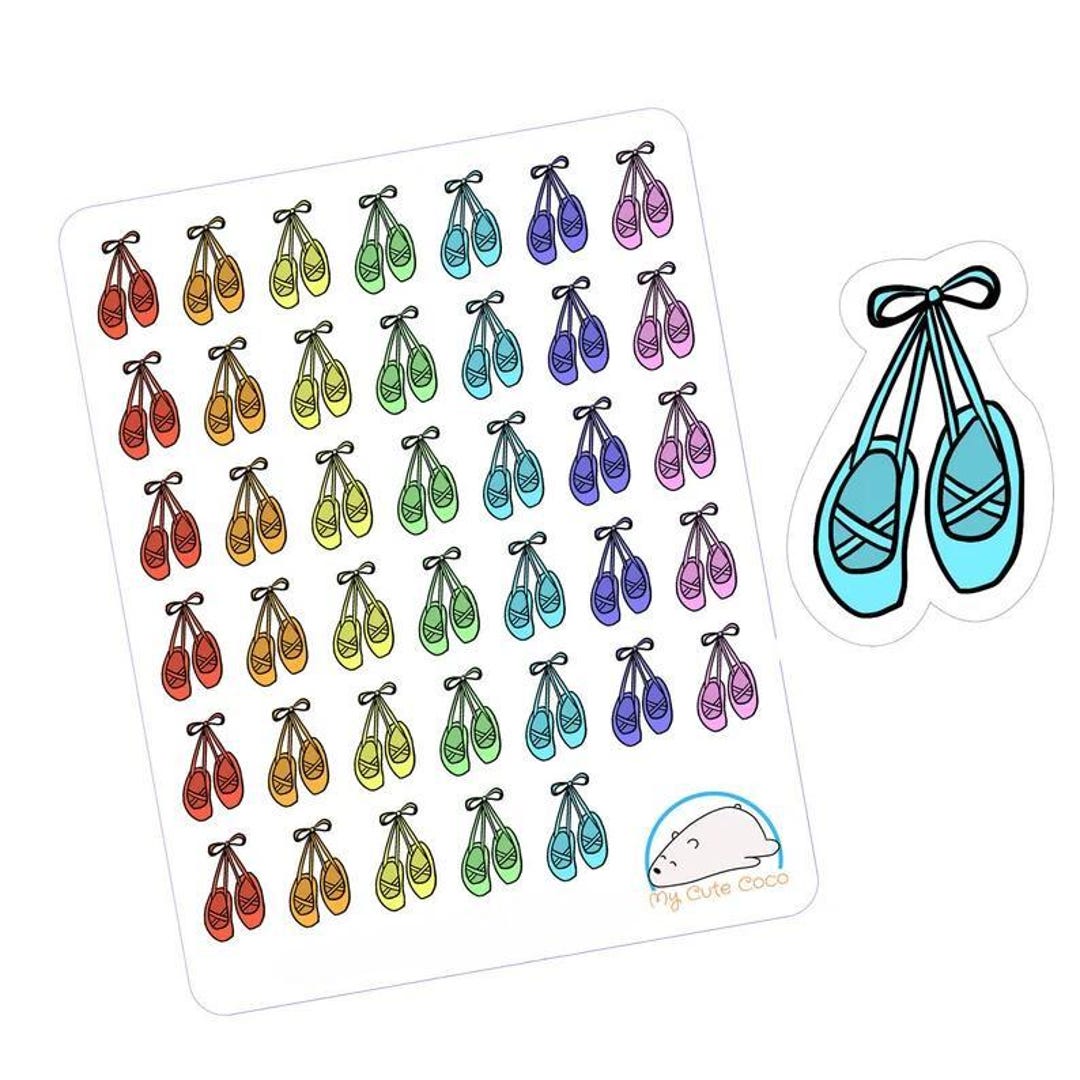 Colorful Ballet Pointe Shoe Stickers for Journals, Planners & Crafts ...