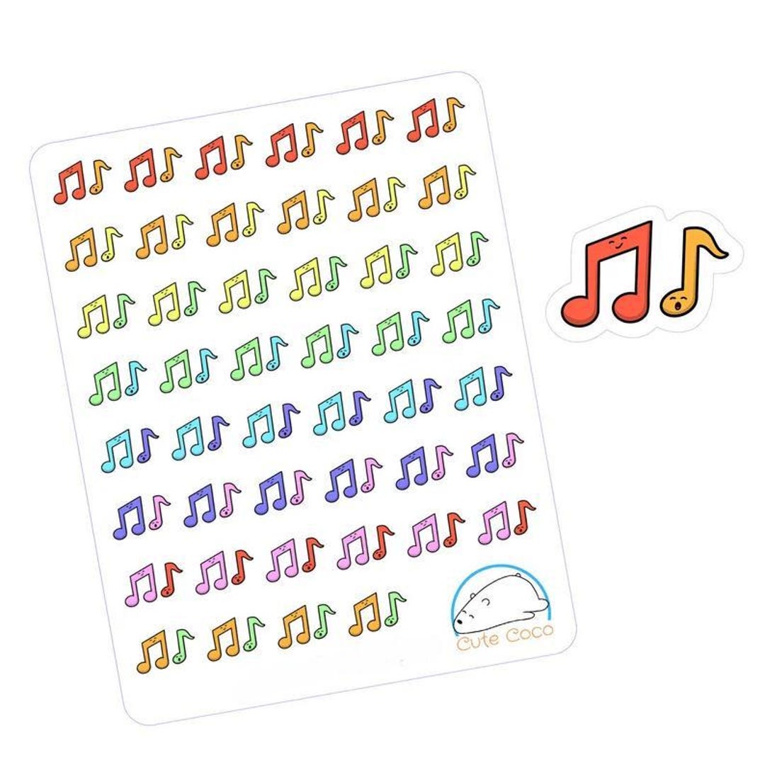 Rainbow Music Note Stickers for Journals, Planners and Scrapbooking ...