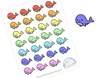 Blue Whale Sticker Sheets, 2 Sheet Bundle, Floral Whale Stickers, Ocean ...