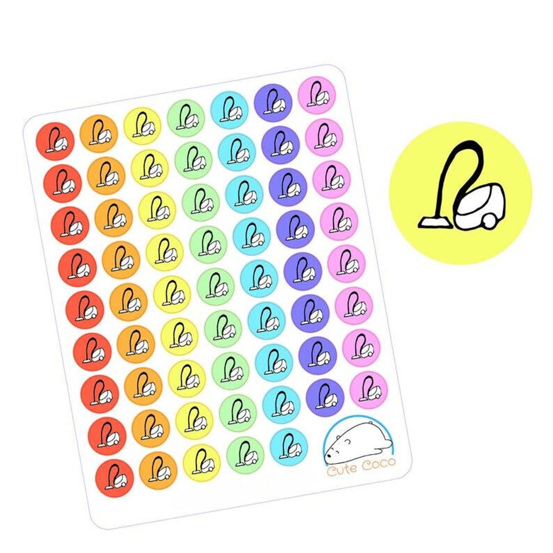 Adorable Vacuum Stickers - Small Icons for Organizers, Diaries, and ...