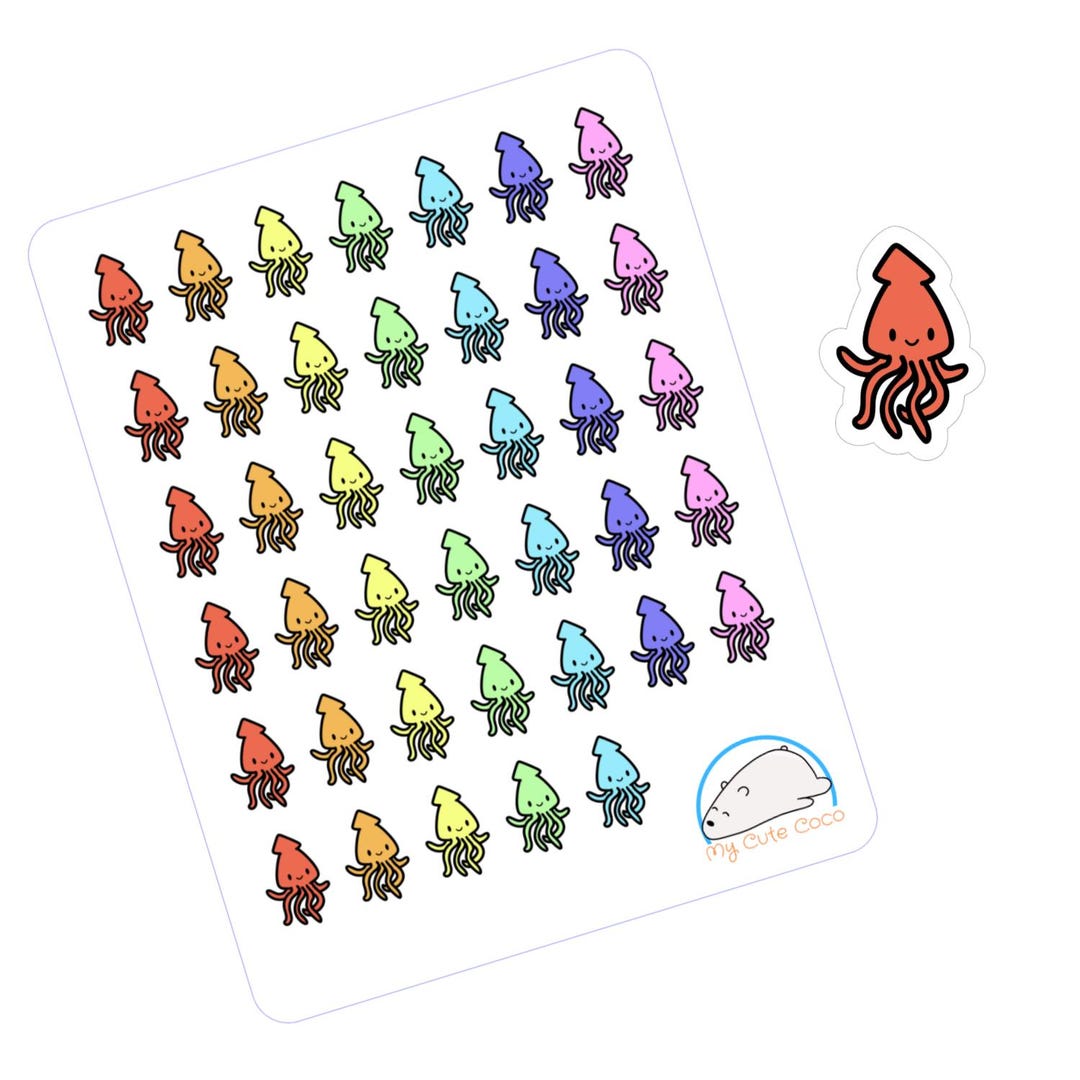 Cute Squid Stickers - Perfect for Planners, Journals, and Scrapbooks ...