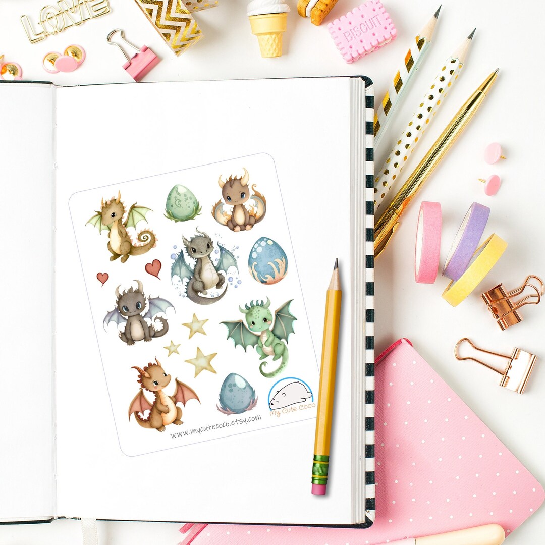 Watercolor Dragon Stickers Mythical Creatures for Scrapbooking Fun ...