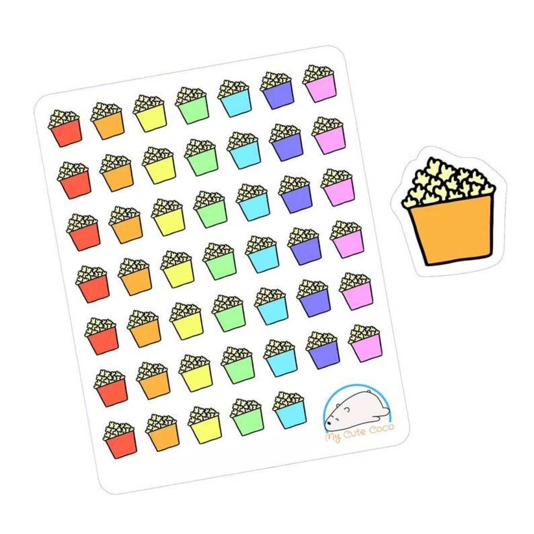 Handcrafted Popcorn Vinyl Decals for Planners, Journals & Scrapbooks ...