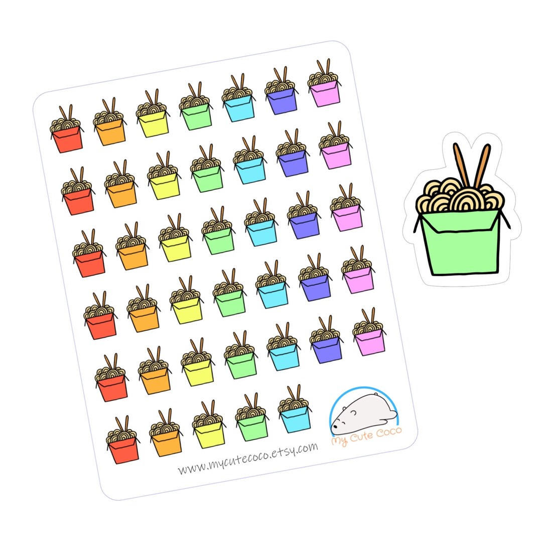 Noodles Takeout Stickers Colorful Planner and Journal Decor Foodie ...