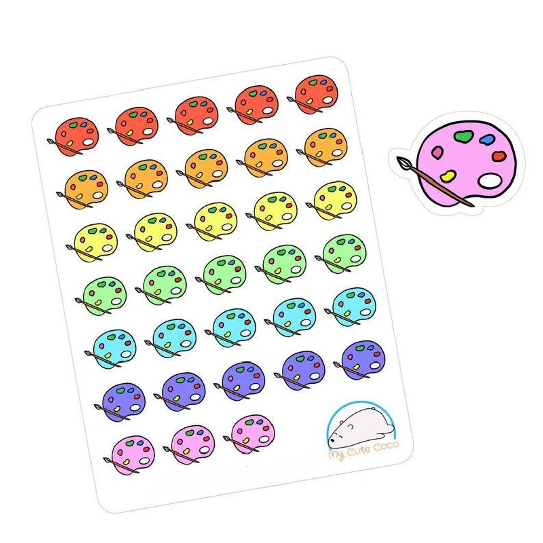 Vibrant Paint Palette Stickers for Journals, Planners & Scrapbooks ...