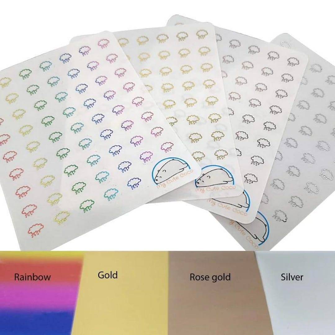 Foiled Rain Stickers - Weather-themed Journal Stickers for Organization ...