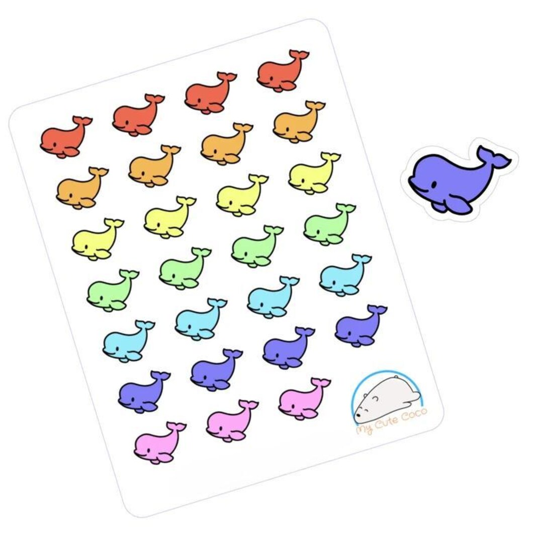 Cute Beluga Whale Stickers - Ocean-themed Planner and Journal Decor in ...