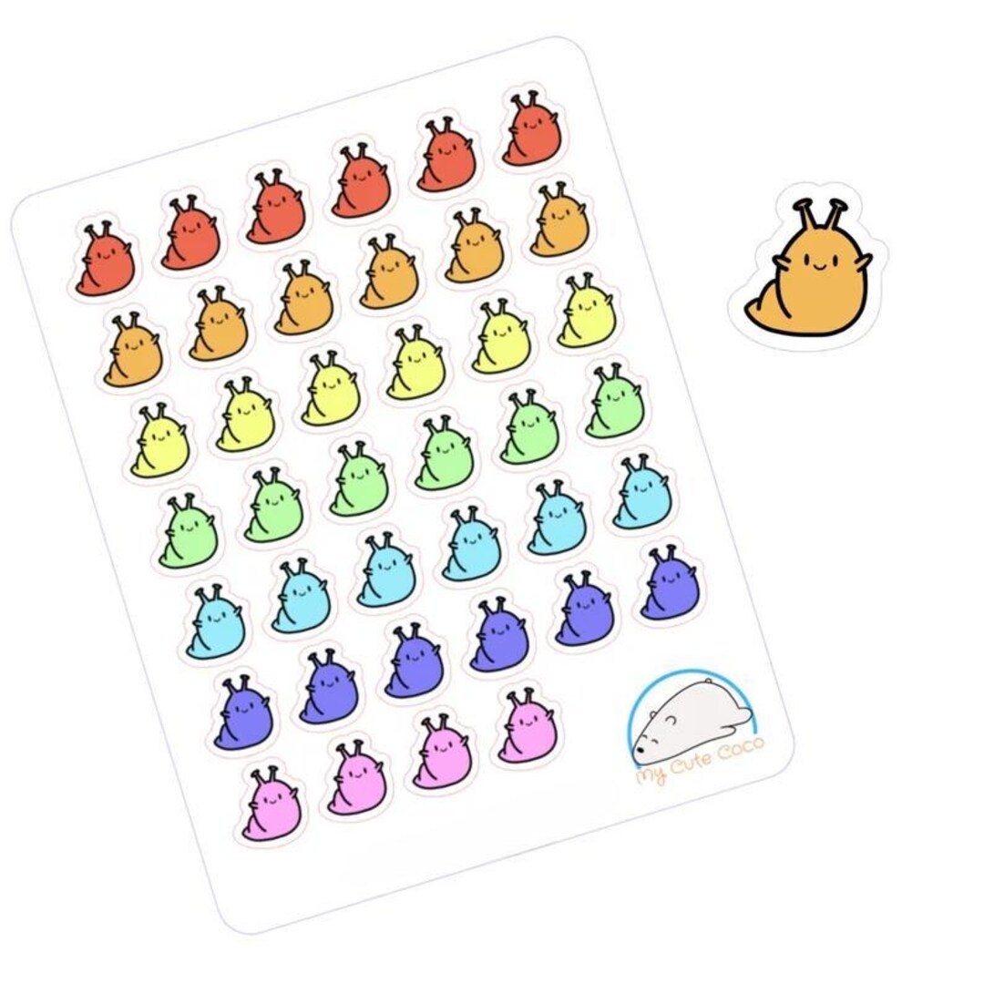 Adorable Slug Stickers - Rainbow Animal Decals for Planners, Journals ...
