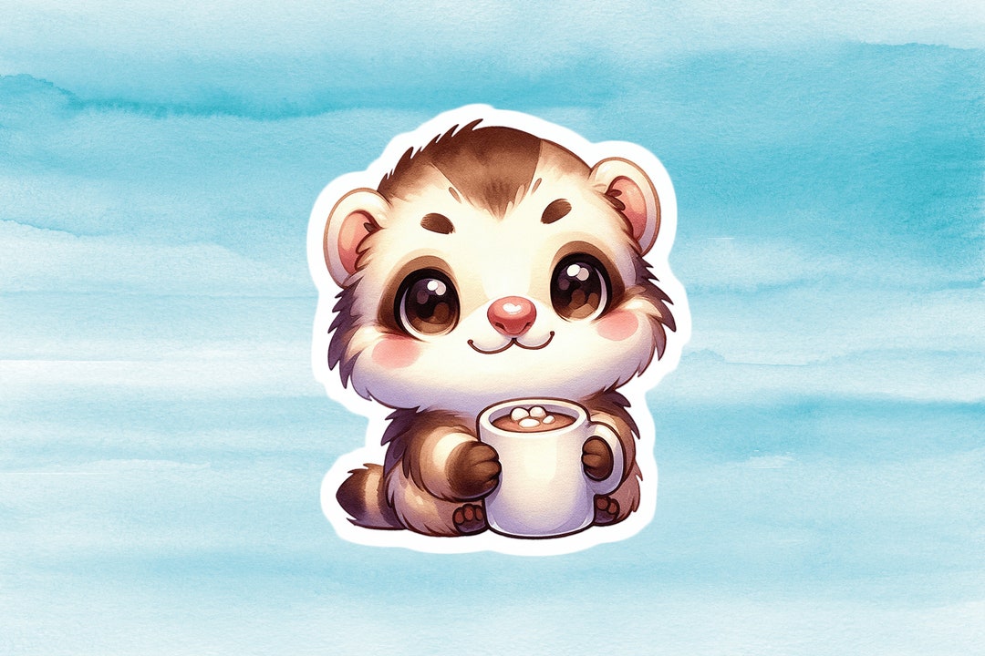 Cute Ferret Sticker Vinyl Decal for Laptops, Scrapbooking, Journals ...