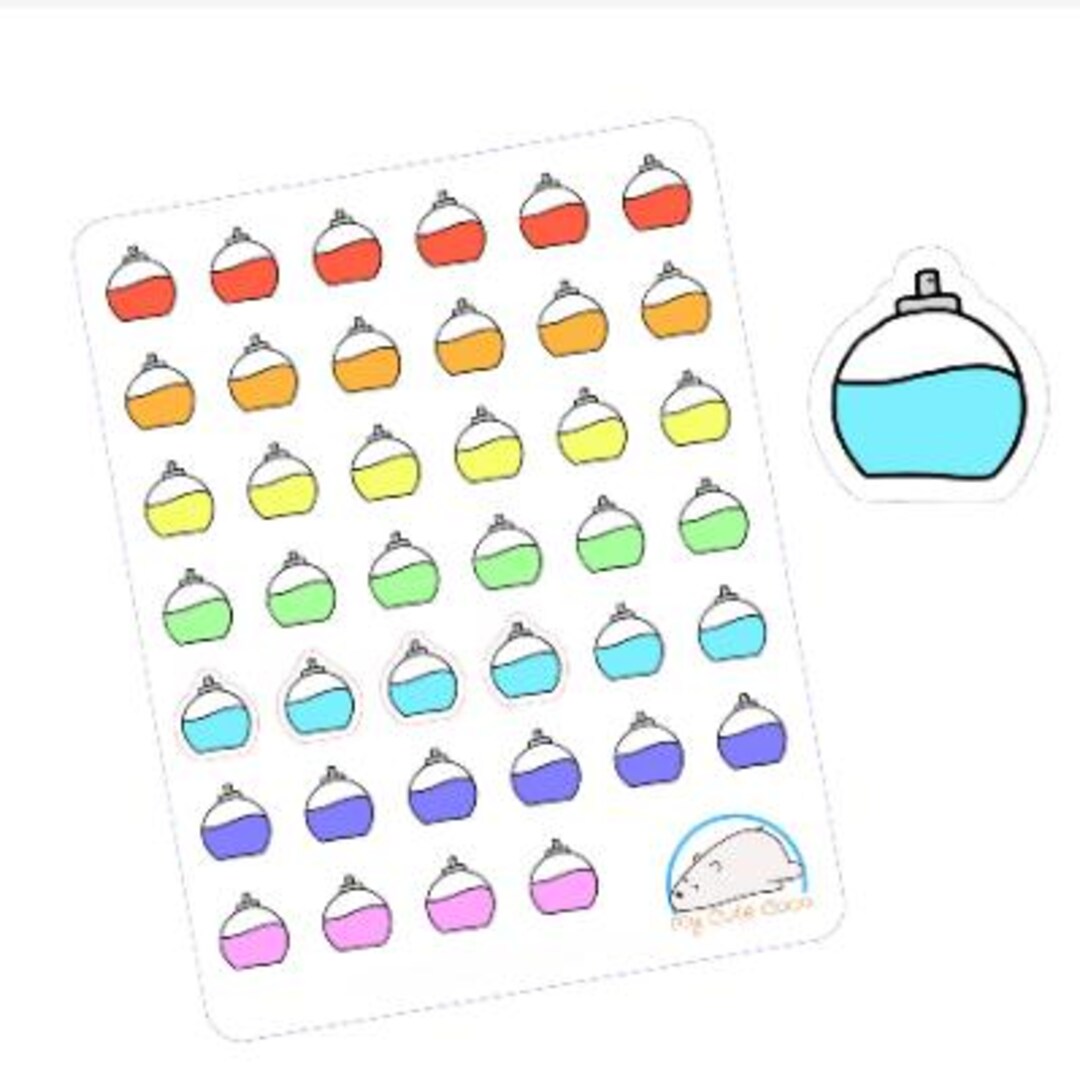 Rainbow Perfume Bottle Stickers, Beauty Planner and Journal Accessories ...