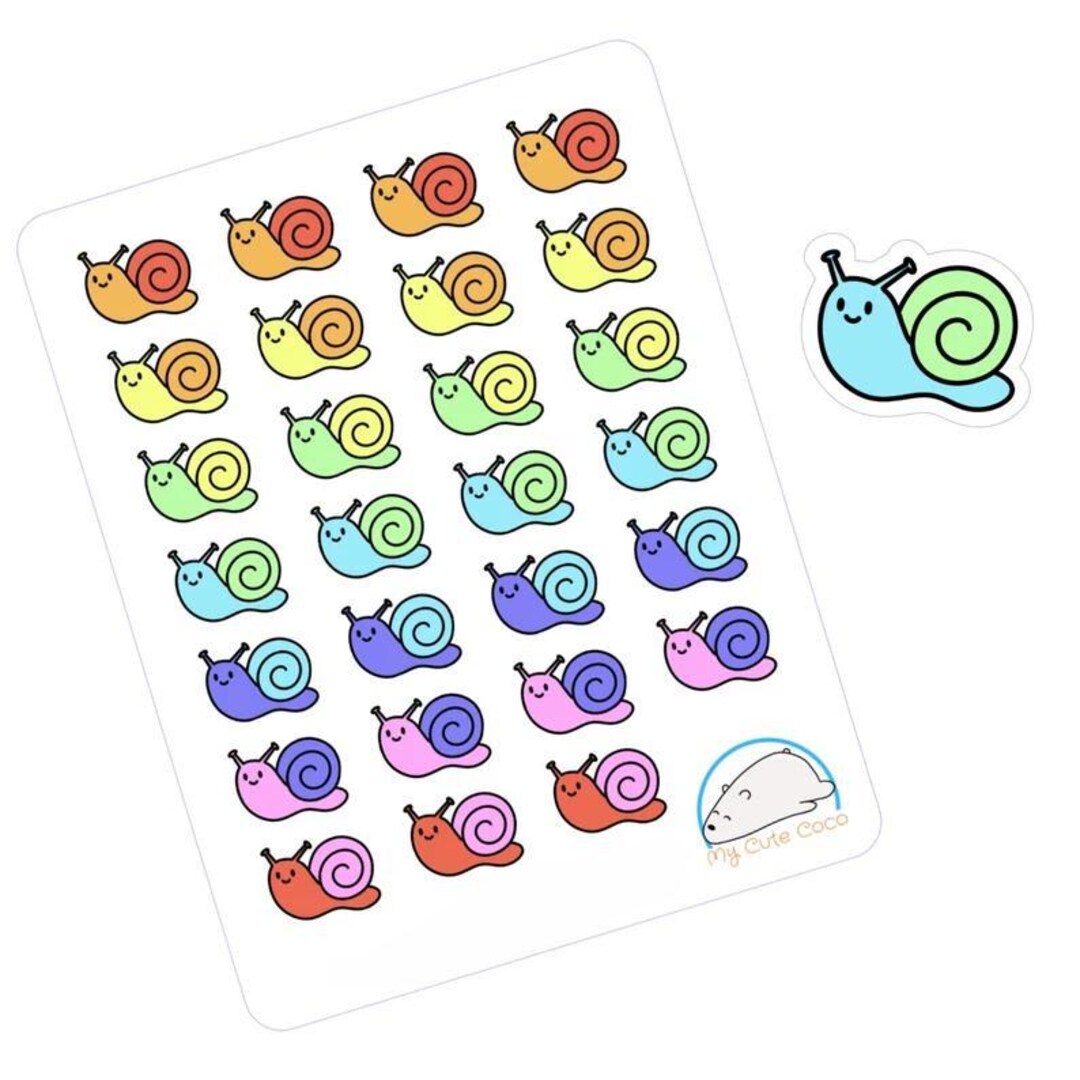 Kawaii Snail Stickers - Snail Mail Stickers, Snail Lover Stickers ...