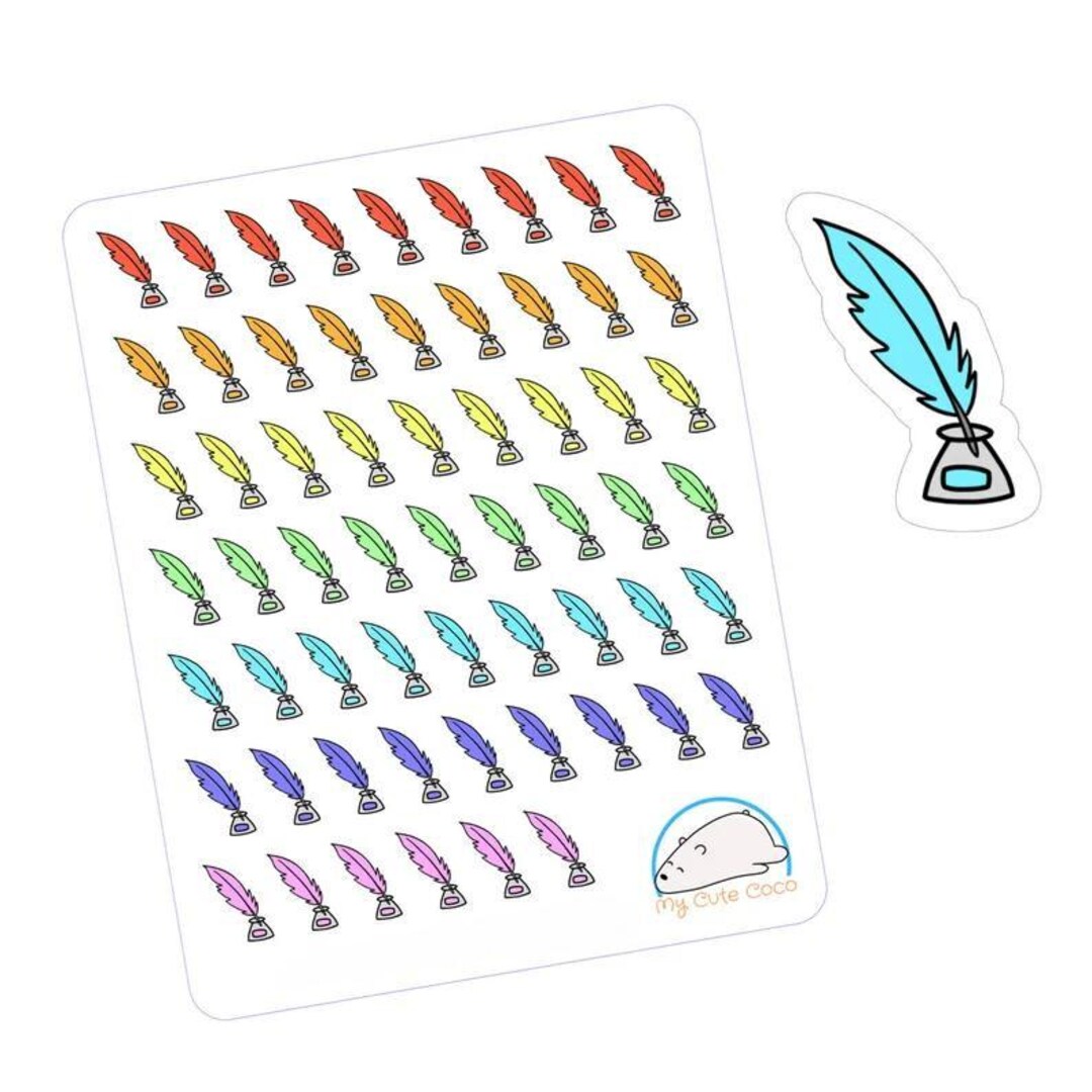 Quill Pen Stickers - Ideal for Journals, Planners, and Writing ...