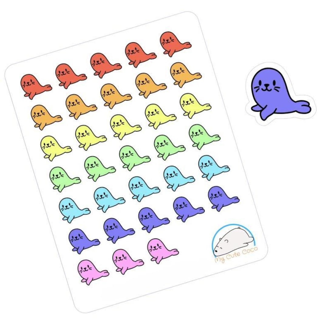 Cute Seal Stickers Arctic Animal Decals for Planners, Journals, and ...