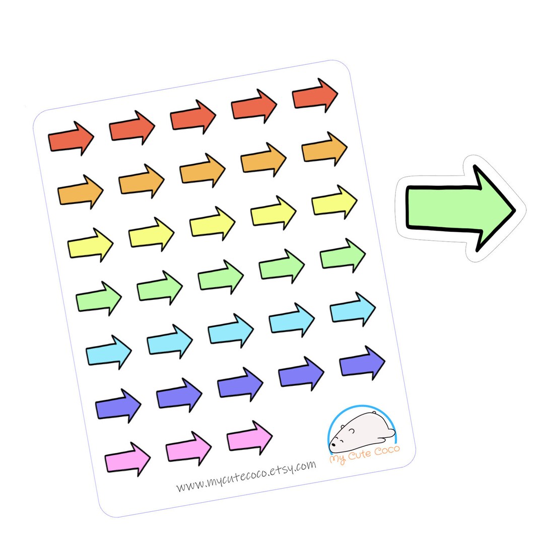 Colorful Arrow Stickers Rainbow Icons for Journals, Diaries, Crafts ...