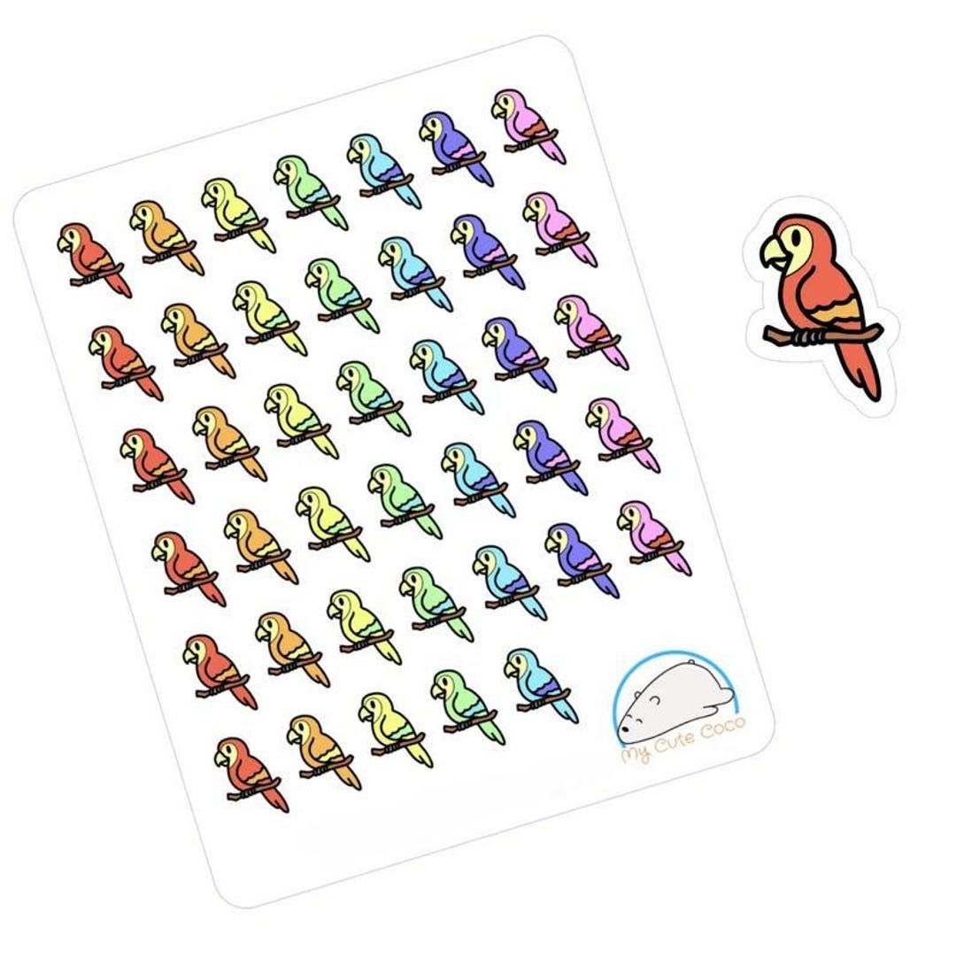 Adorable Parrot Stickers - Colorful Bird Scrapbooking Decor - Perfect ...