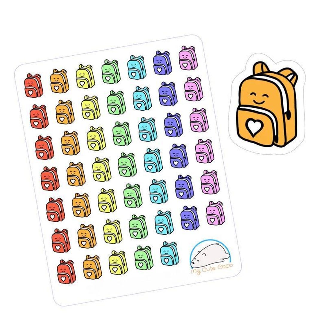 Adorable Backpack Stickers - Journal and Planner Decals - Colorful ...