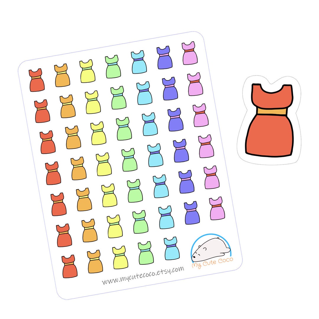 Empire Dress Stickers in Rainbow Colors by Athina Ideal for Planner ...