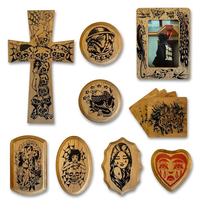 Screen-printed Traditional Tattoo War Bulldog Wood Block - Etsy