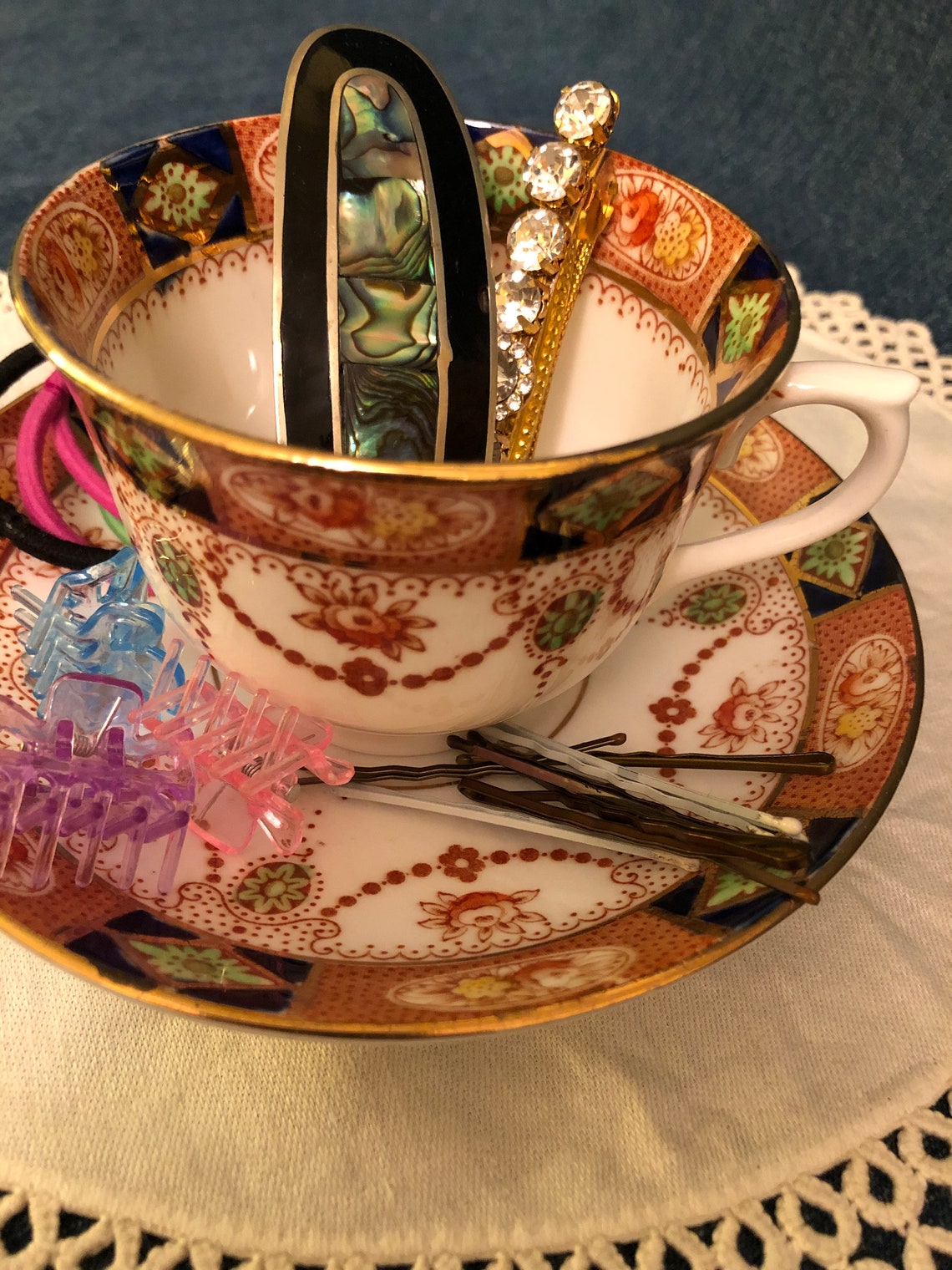 Colclough Pattern 3775 Rust/cobalt Cup & Saucer - Etsy