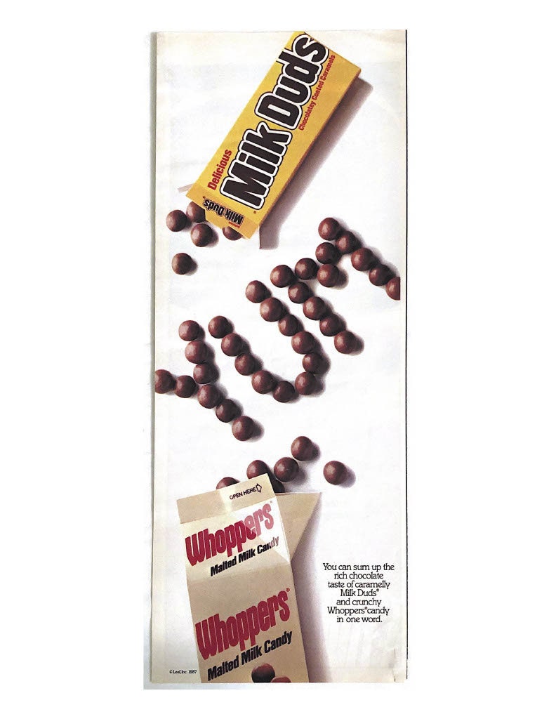 1987 Las Vegas / Milk Duds and Whoppers Print Ad - Etsy