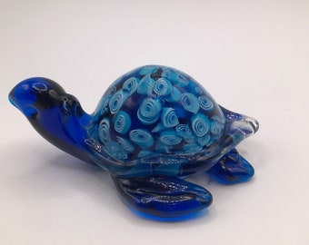 Small Blue Turtle Glass Figurine - Etsy